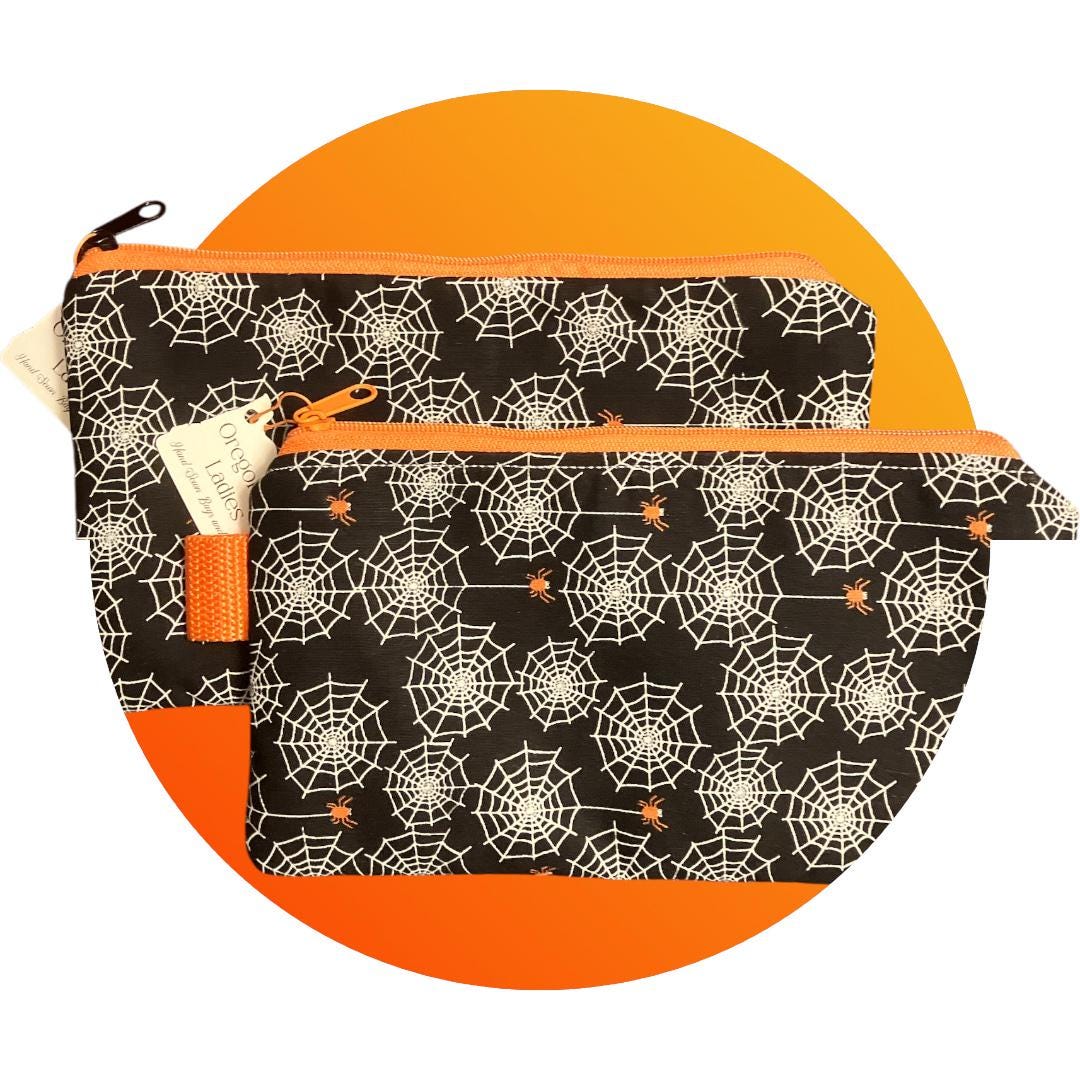 Halloween Spider Webs Scary Spiders Zippered Pouch Fully Lined ...