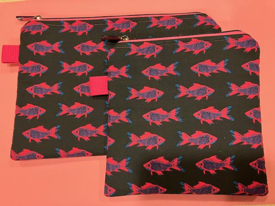 Neon Fish Hot Pink Fish Zippered Pouch Fully Lined Purse Tech Pouch ...