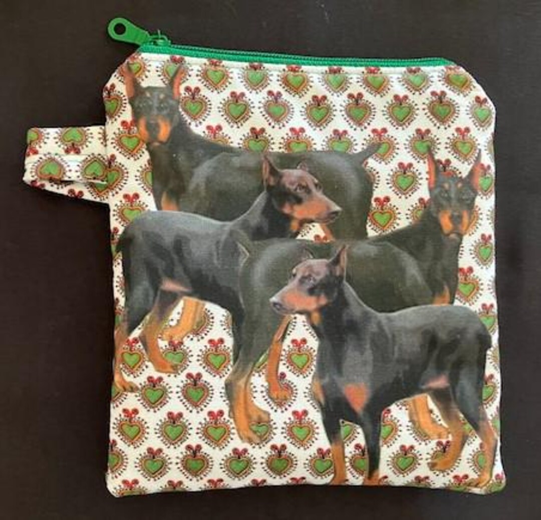 Doberman Pinscher Dog Zippered Pouch, Cotton Tech Bag - Etsy