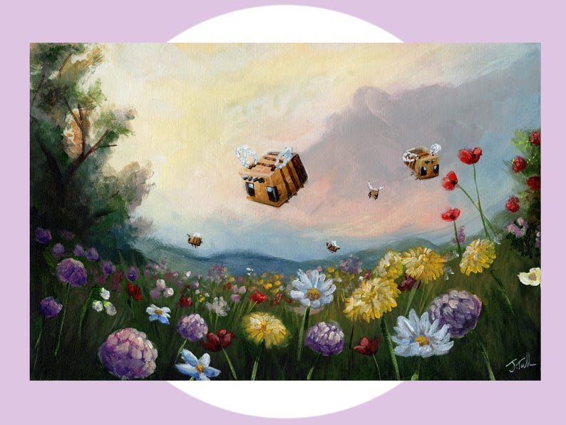 Minecraft Bee - Art Print of Original Work by Fantasy Artist 20x15cm on ...