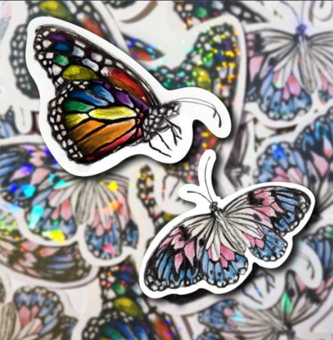LGBTQ Subtle Pride Flag Butterflies Large Holographic Sticker - Etsy