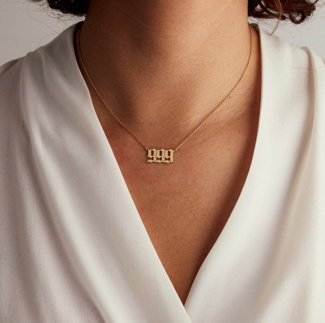 Dainty Sterling Silver Angel Number Necklace, Gold Lucky Number ...