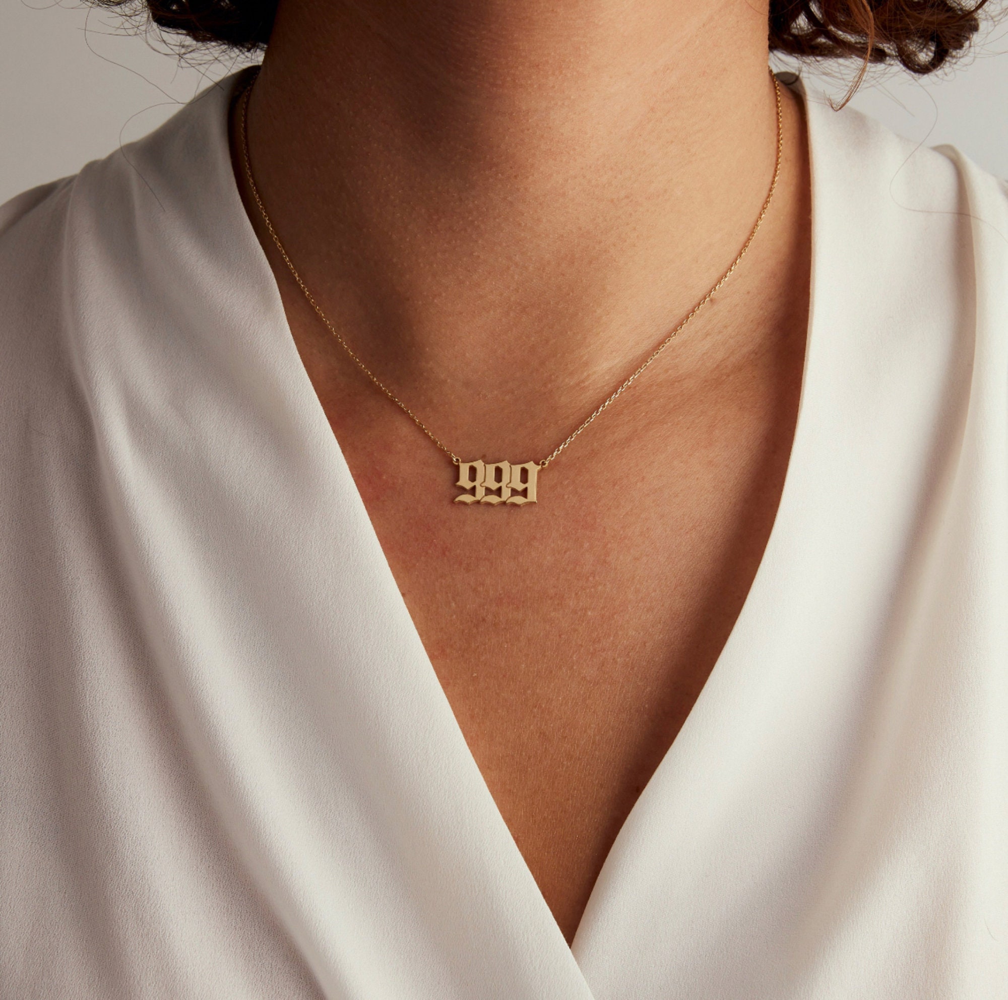 Dainty Sterling Silver Angel Number Necklace, Gold Lucky Number ...