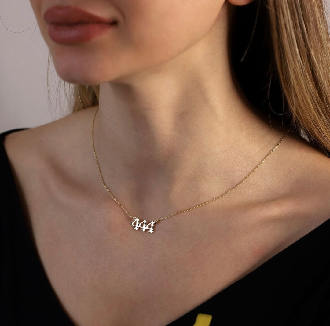 Dainty Sterling Silver Angel Number Necklace, Gold Lucky Number ...