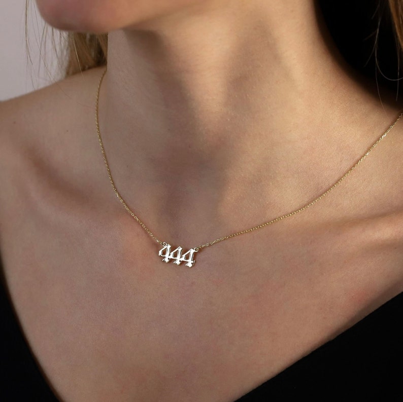 Dainty Sterling Silver Angel Number Necklace, Gold Lucky Number ...