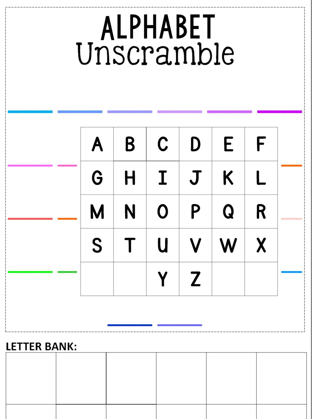 Alphabet Unscramble Interactive Anchor Chart 2' X 4' - Etsy