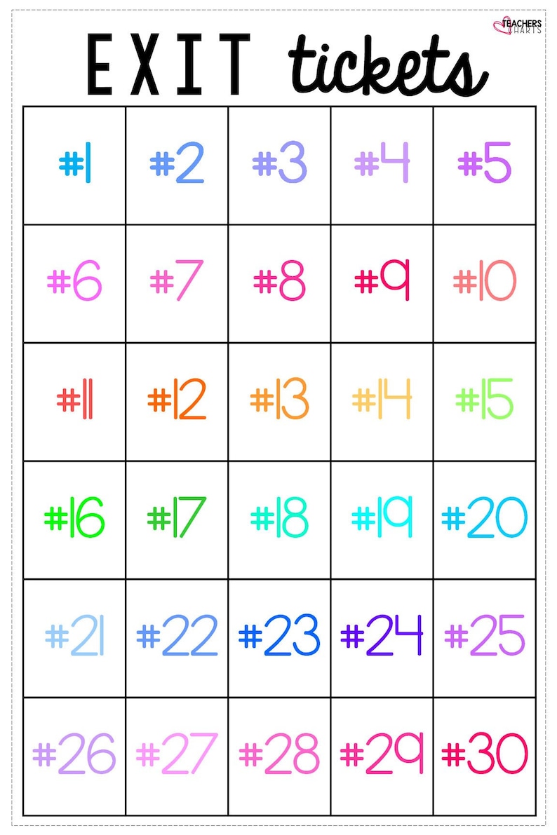 Exit Tickets Anchor Chart (30 Students)- 2' X 3' Tangible Item - Etsy