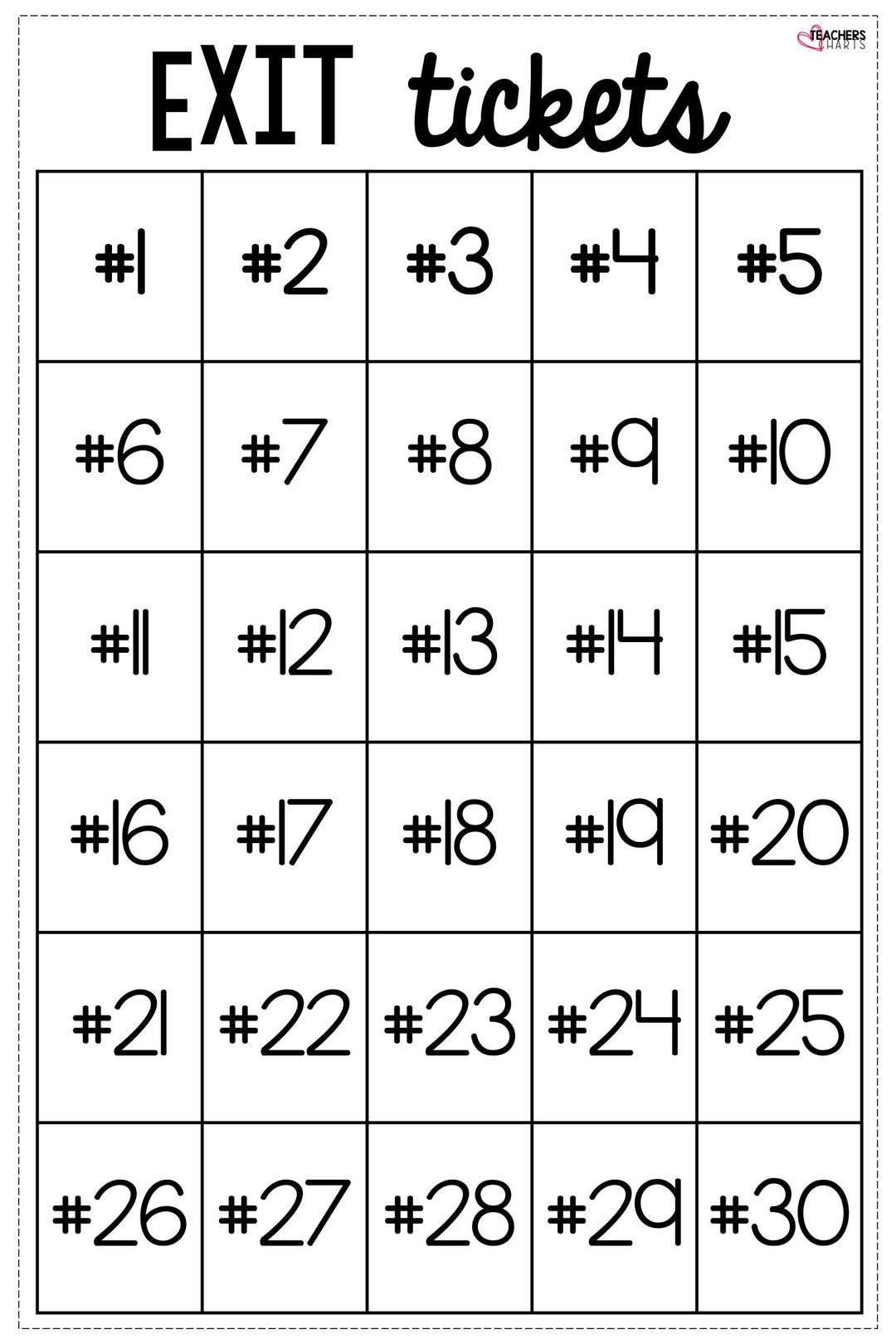 Exit Ticket Poster - All Black - for 30 Students - Etsy