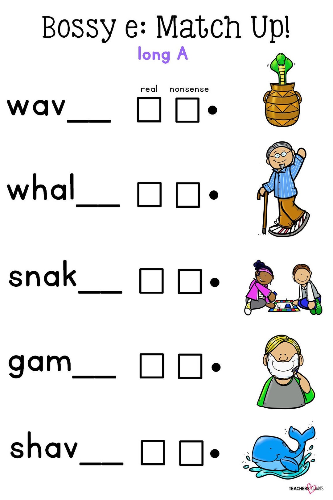 Bossy E Match Up: Long A Anchor Chart - Etsy