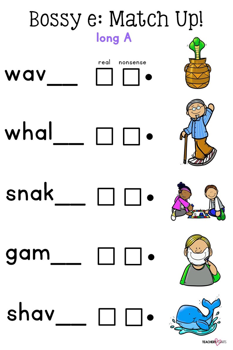 Bossy E Match Up: Long A Anchor Chart - Etsy