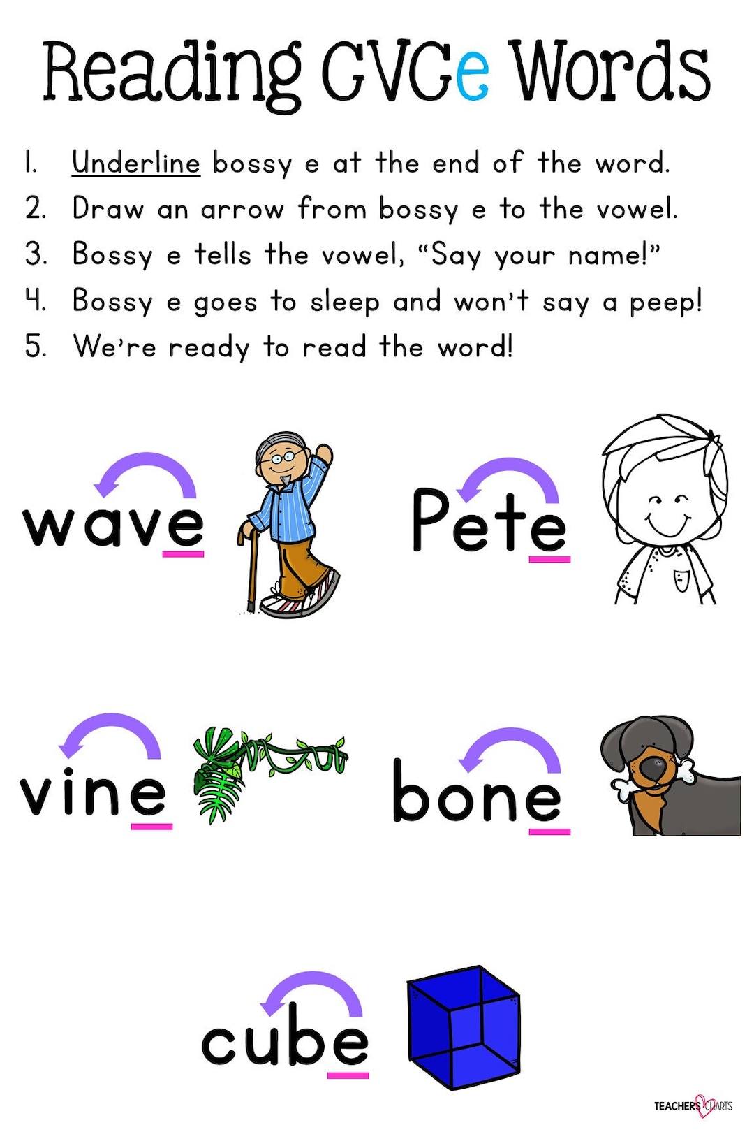 Reading Cvce Words Anchor Chart 3' X 2' - Etsy