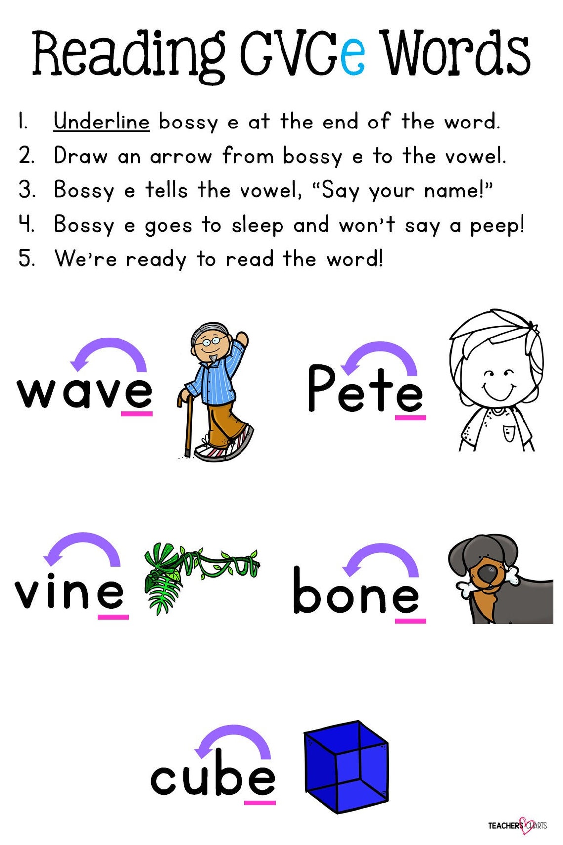 Reading Cvce Words Anchor Chart 3' X 2' - Etsy