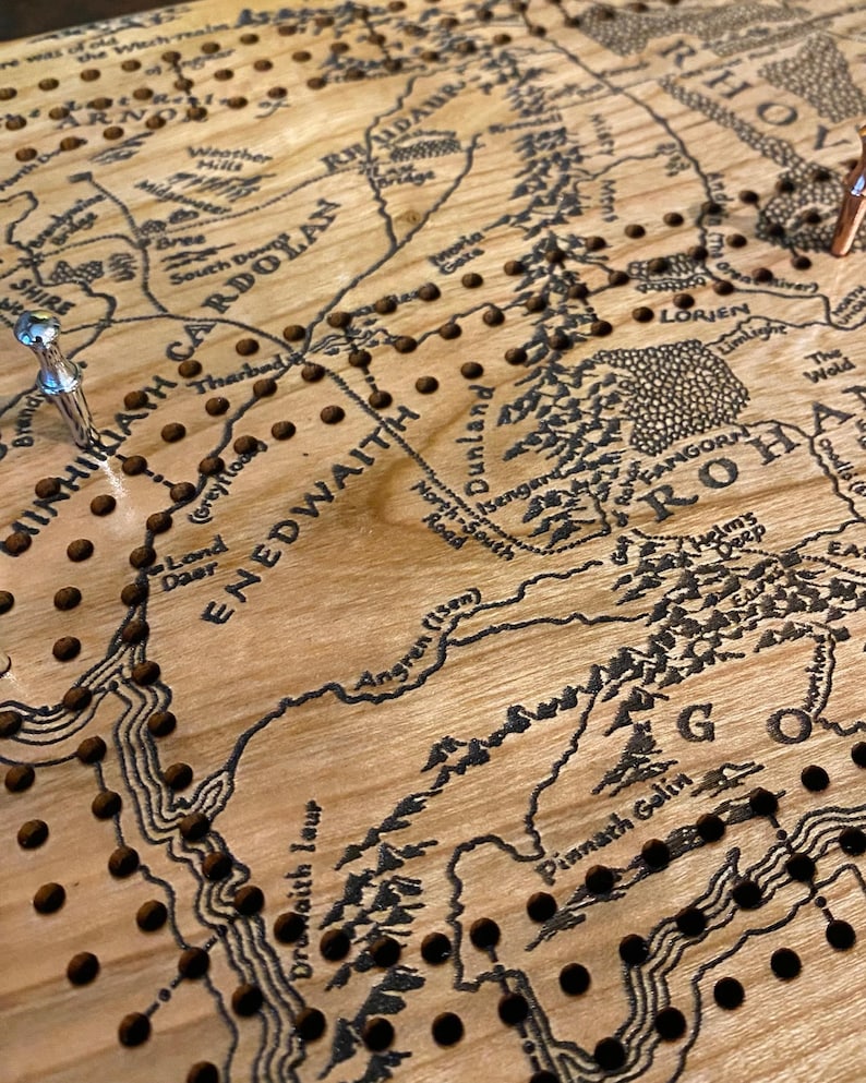 Epic Fantasy Realm Map – Engraved Cribbage Board (adventure Edition) - Etsy