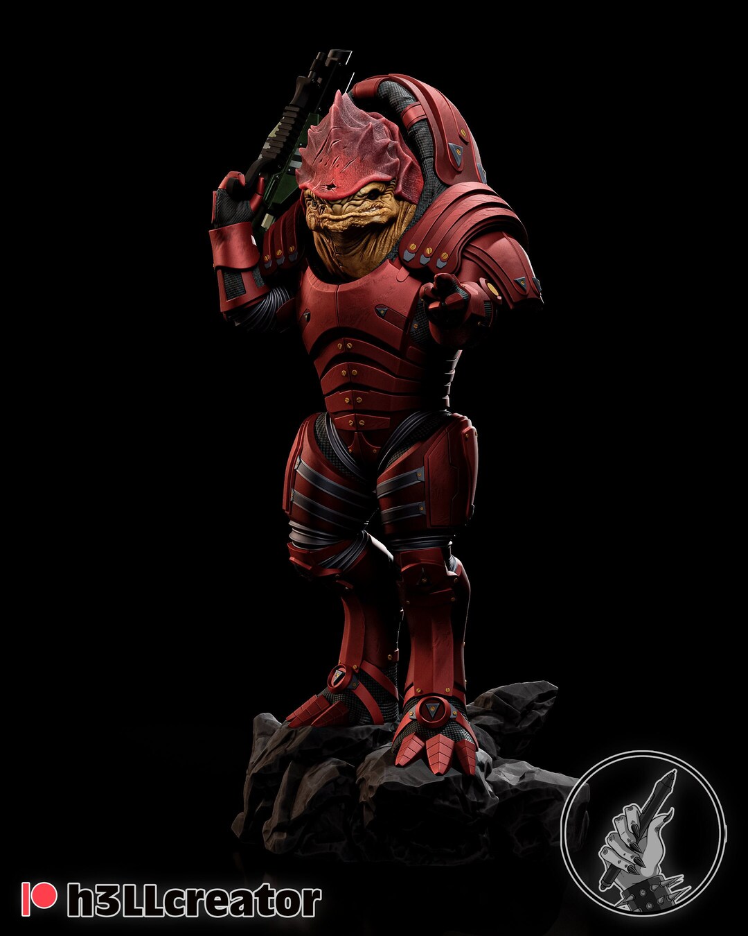 Wrex Statue or Model Kit Mass Effect Figurine Hand Painted or Unpainted ...