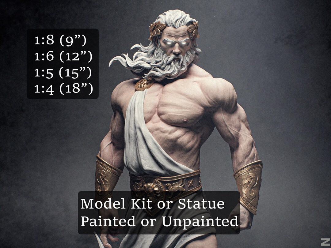 Zeus Statue or Model Kit Display Figurine Hand Painted or Unpainted ...