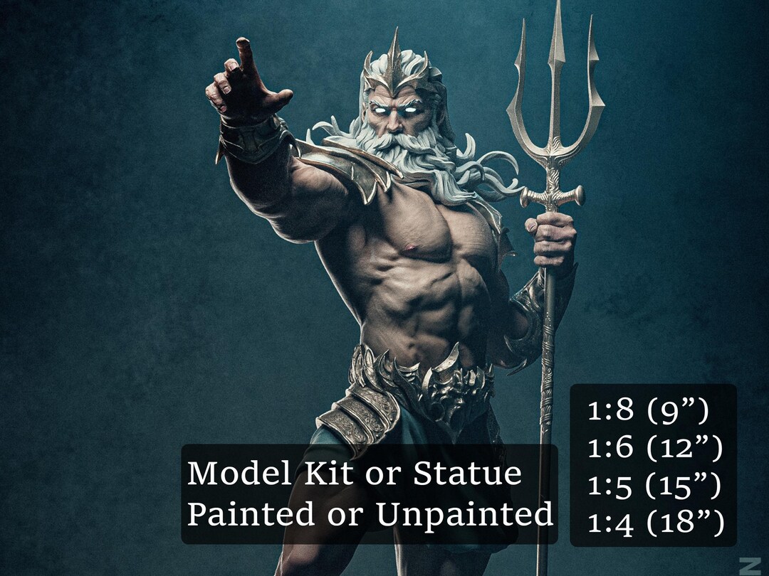Poseidon Statue oder Modell Kit Display Figur Handbemalt oder Unbemalt ...