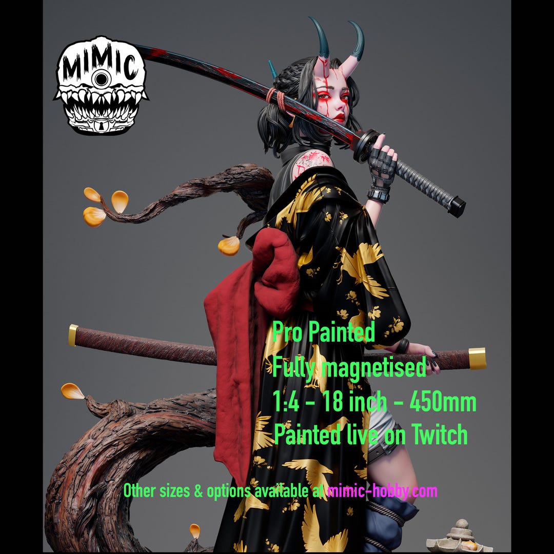 Oni. Samurai Demon. Professionally Hand Painted Statue. Premium Display ...