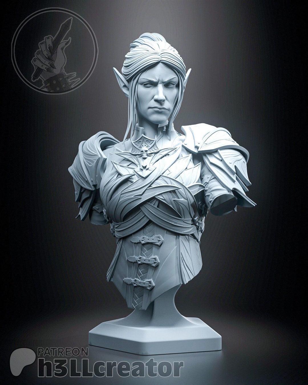 Drow Paladin Bust Statue - Fantasy RPG - Display Figurine - Hand ...