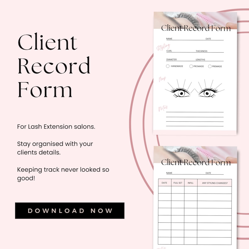Lash Client Record Form Printable - Etsy