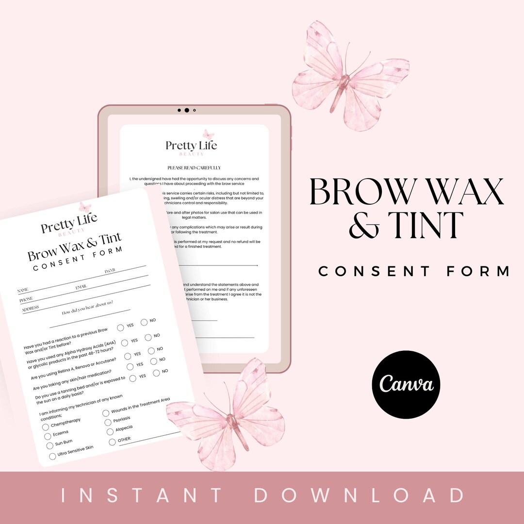Brow Wax & Tint Consent Form - Beauty Salons - Template - Etsy