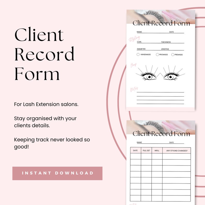 Lash Client Record Form - Printable - Etsy