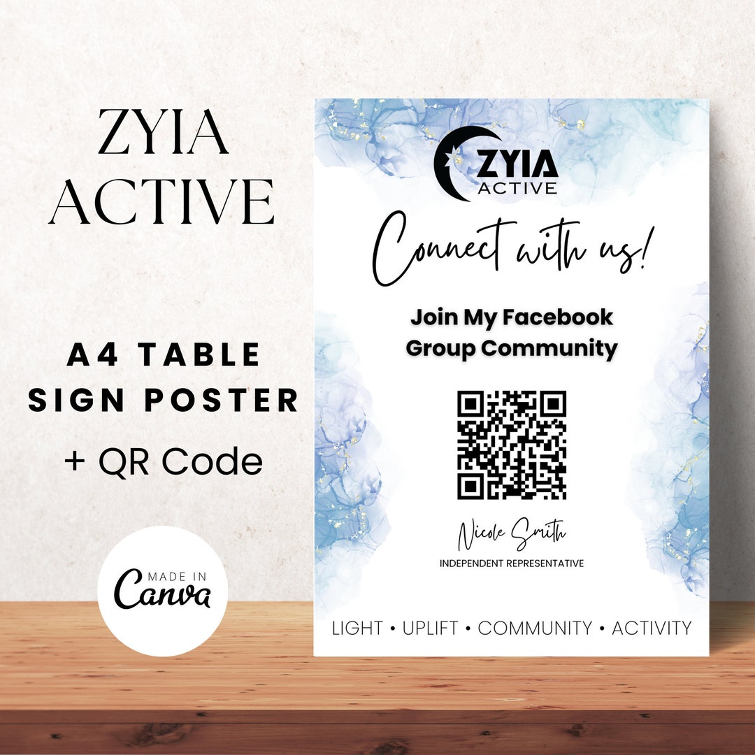 Zyia Active A4 Poster Table Sign With QR Code Canva Template - Etsy ...