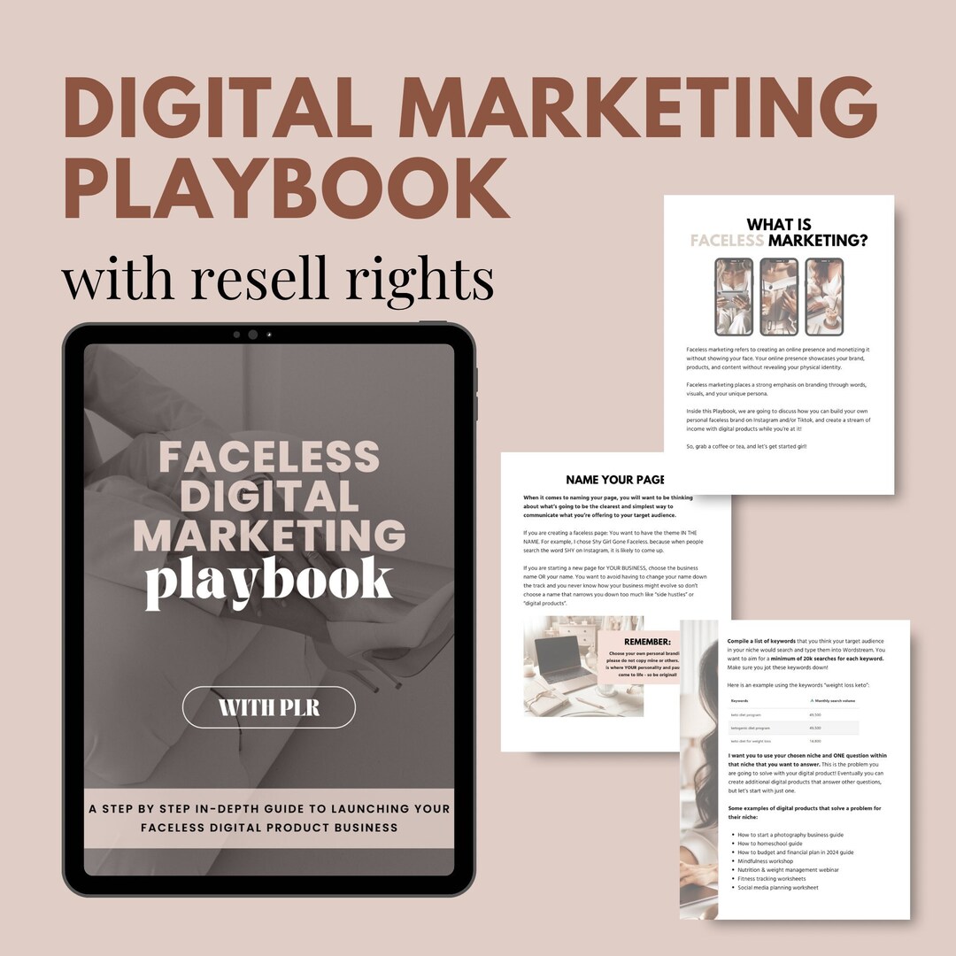 Faceless Digital Marketing Playbook PLR/MRR How to Ebook/guide - Etsy ...