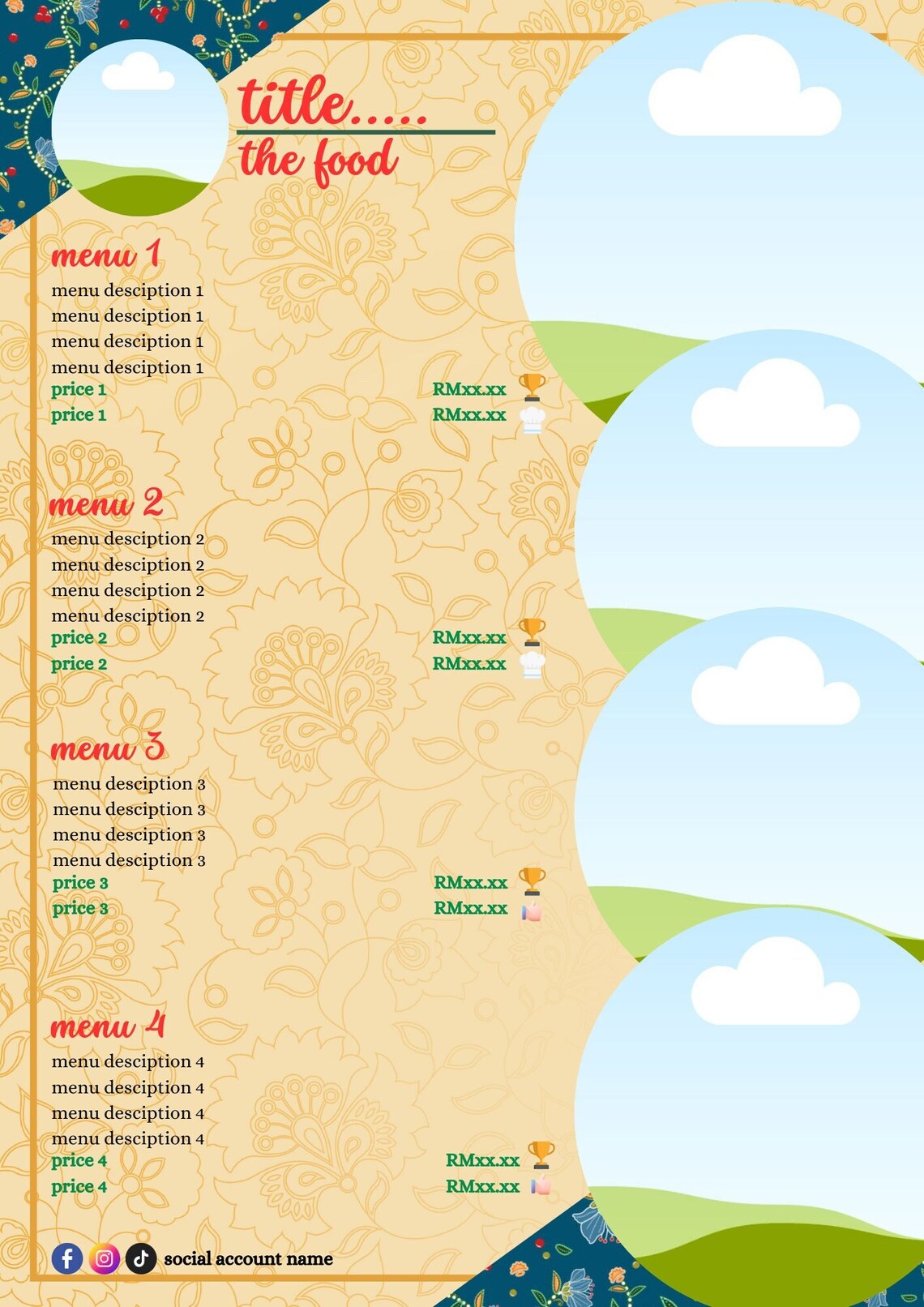 Baba Nyonya Menu Design Template - Etsy