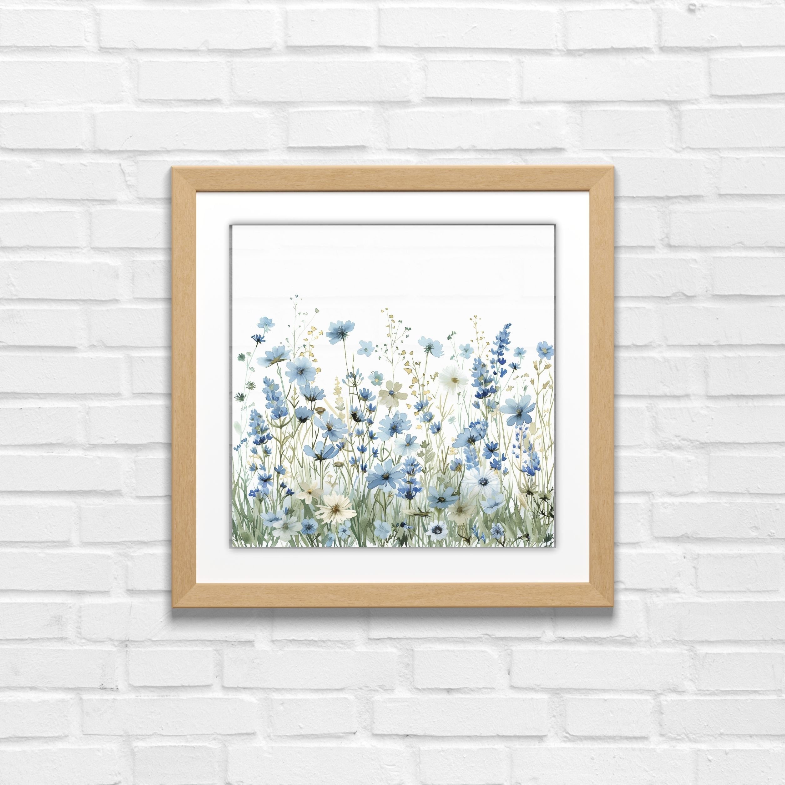 Blue Botanical Print, Watercolor Blue Flowers, Blue Floral Print ...