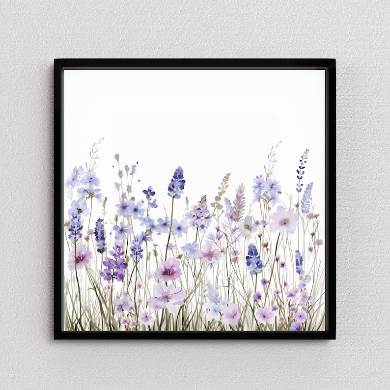 Lavender Watercolor Prints, Purple Floral Wall Art, Wildflower Prints ...