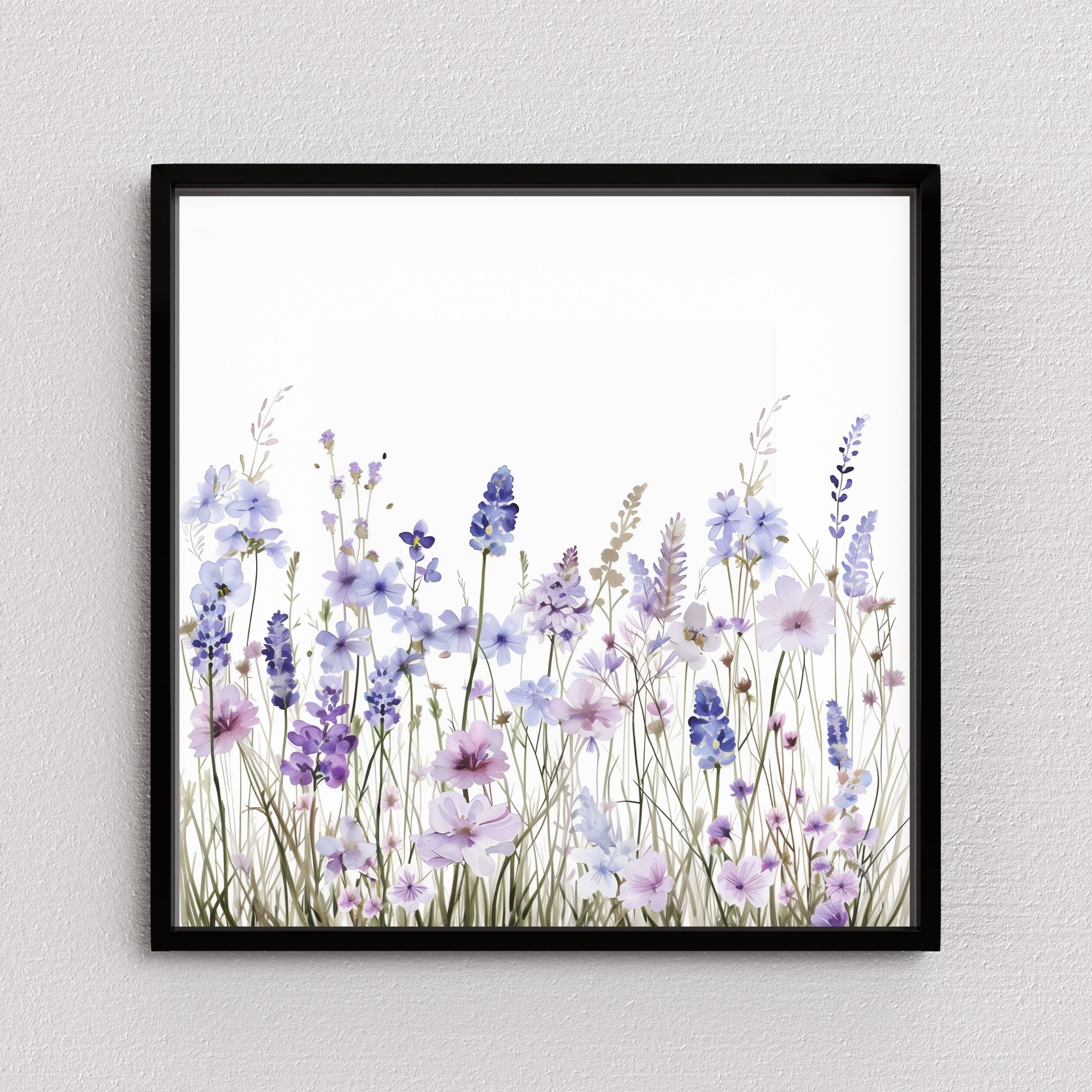 Lavender Watercolor Prints, Purple Floral Wall Art, Wildflower Prints ...