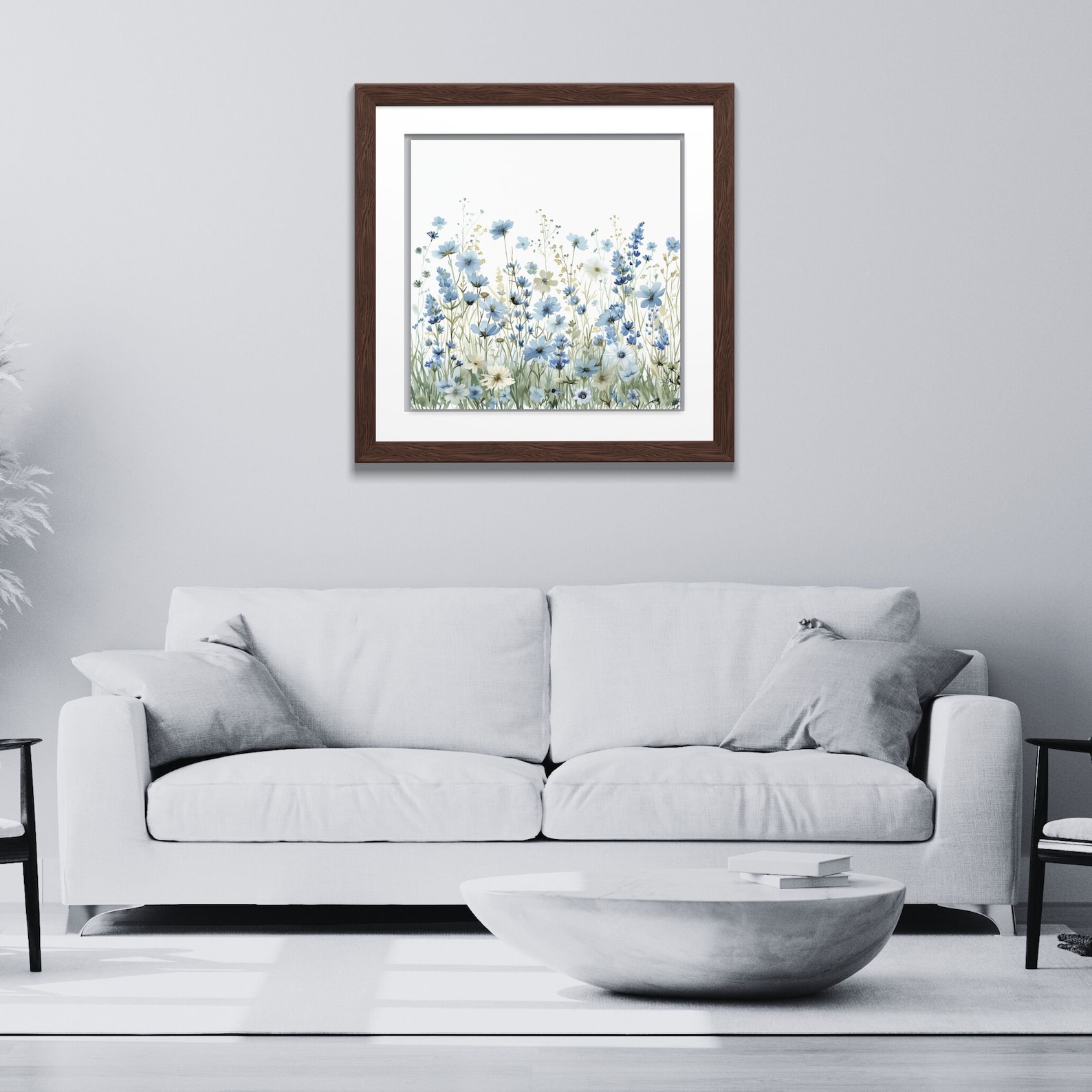 Blue Botanical Print, Watercolor Blue Flowers, Blue Floral Print ...
