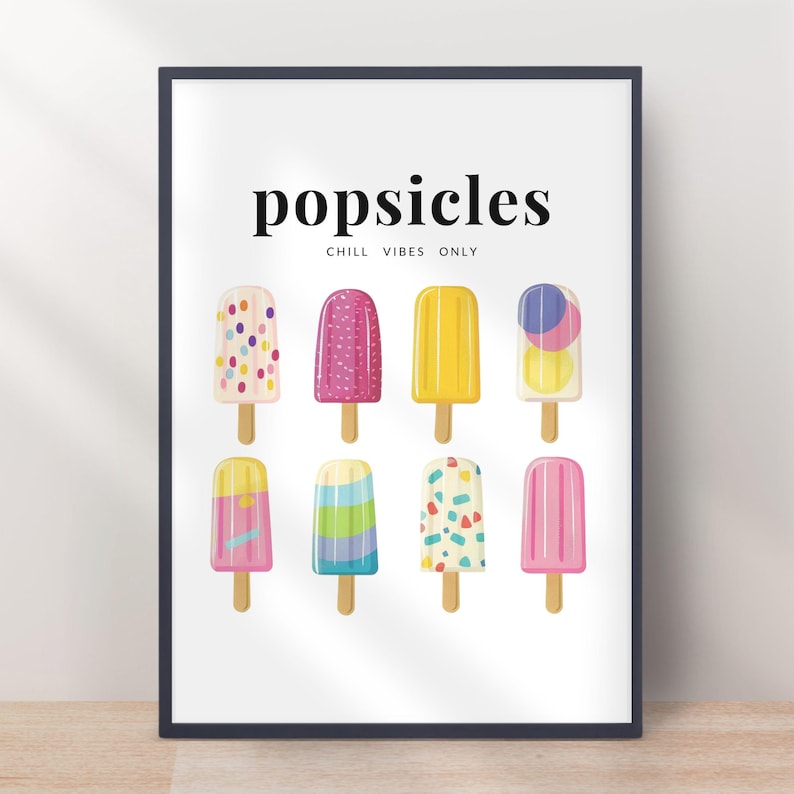 Colorful Popsicle Wall Art | Fun Printable Wall Decor | Cute Dessert ...