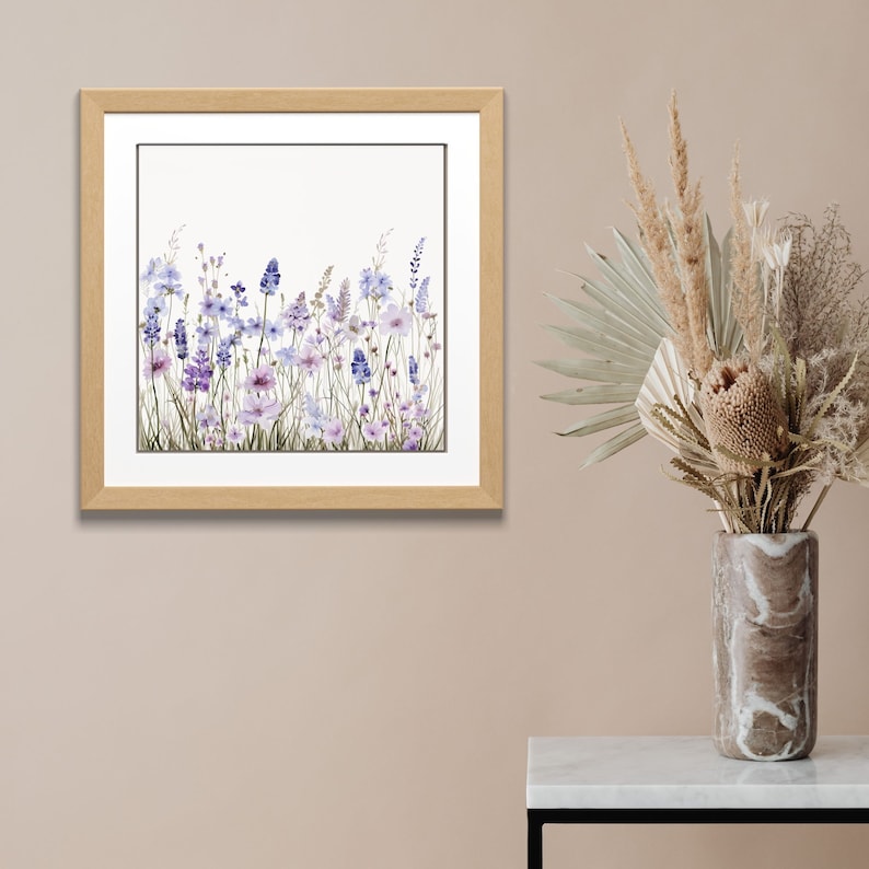 Lavender Watercolor Prints, Purple Floral Wall Art, Wildflower Prints ...