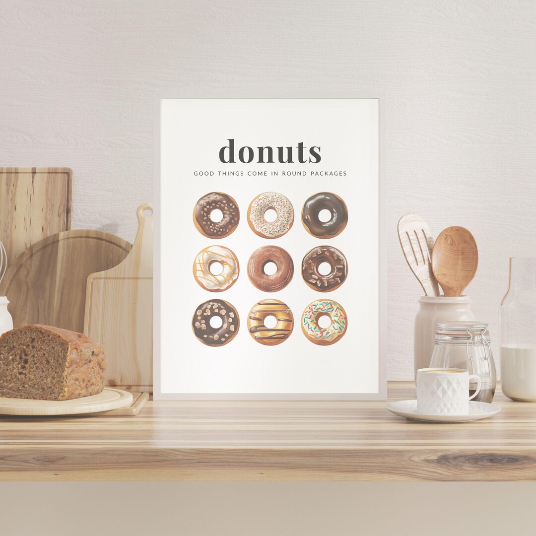 Cute Donut Wall Art | Donut Quote Print | Modern Food Poster | Brown ...