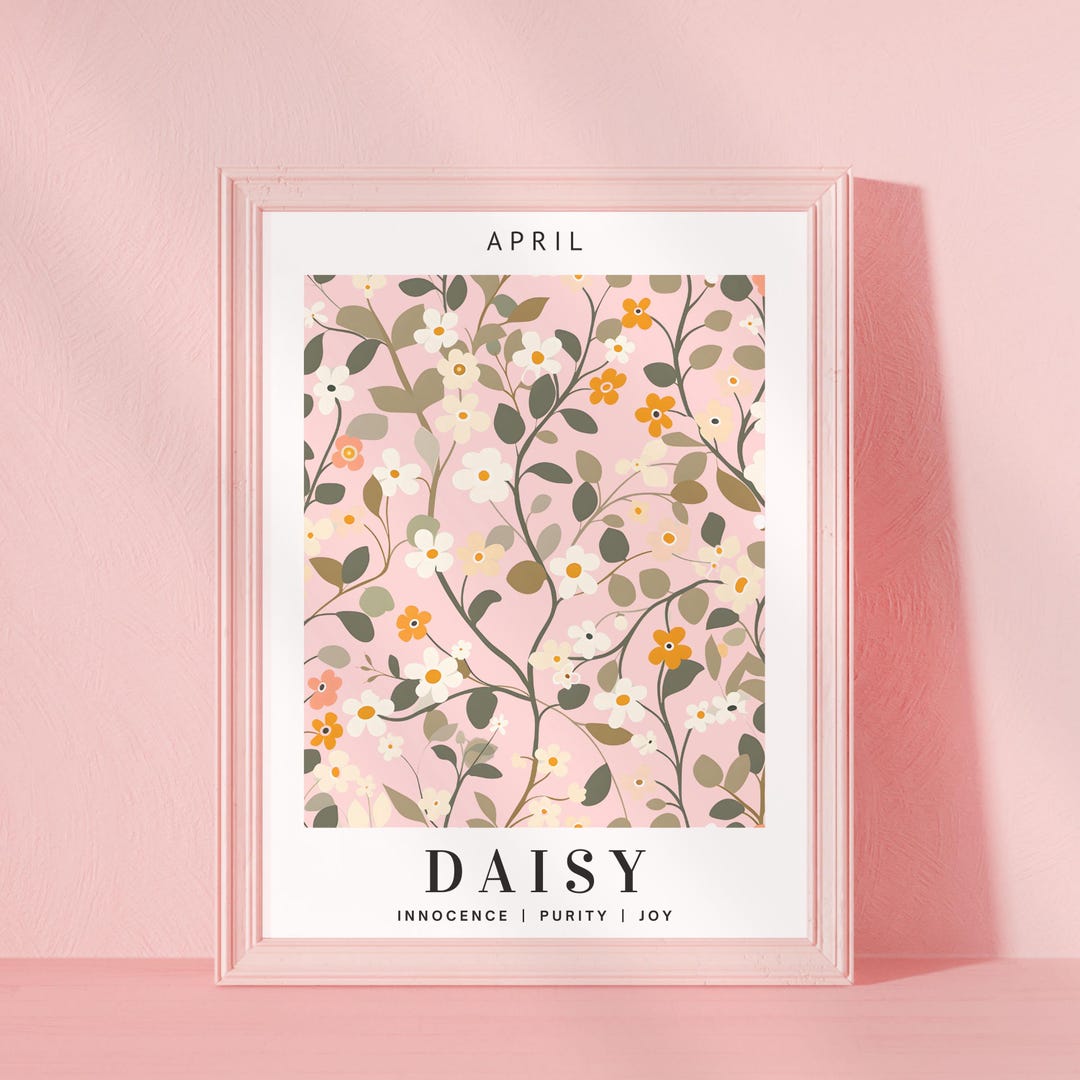 April Birth Month Flower Daisy Wall Art Printable, Sweet Daisy Flower ...