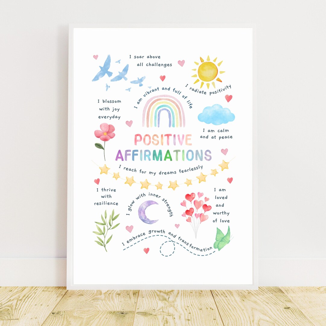 Positive Affirmations Wall Art Poster, Daily Affirmations Printable ...
