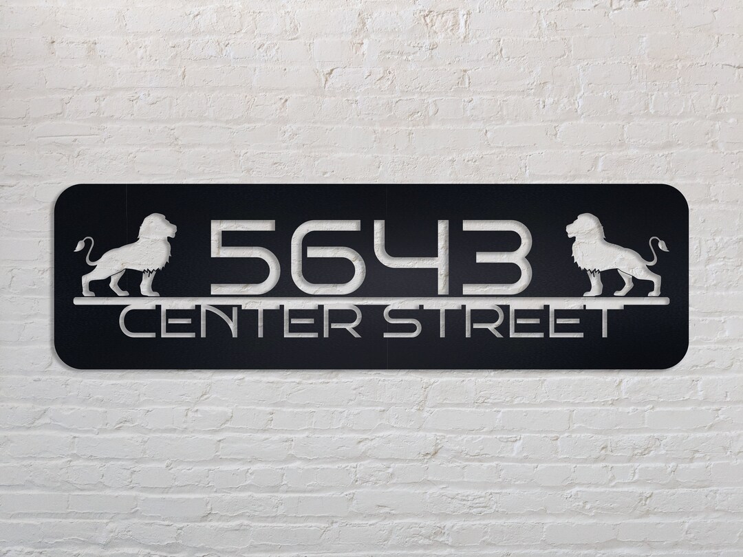 Lion Metal House Number Sign, Custom Street Address Plaque - Etsy UK