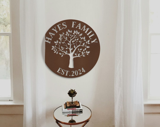 Custom Welcome Family Tree of Life Name Sign Personalized Metal Wall ...