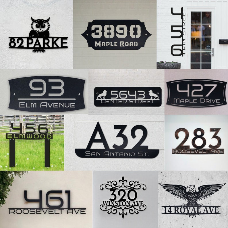 Modern Metal House Number Sign, Custom Street Name Address Plaque - Etsy