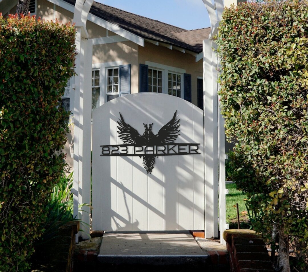Custom Metal Address Sign With Eagle, Personalized House Number - Etsy