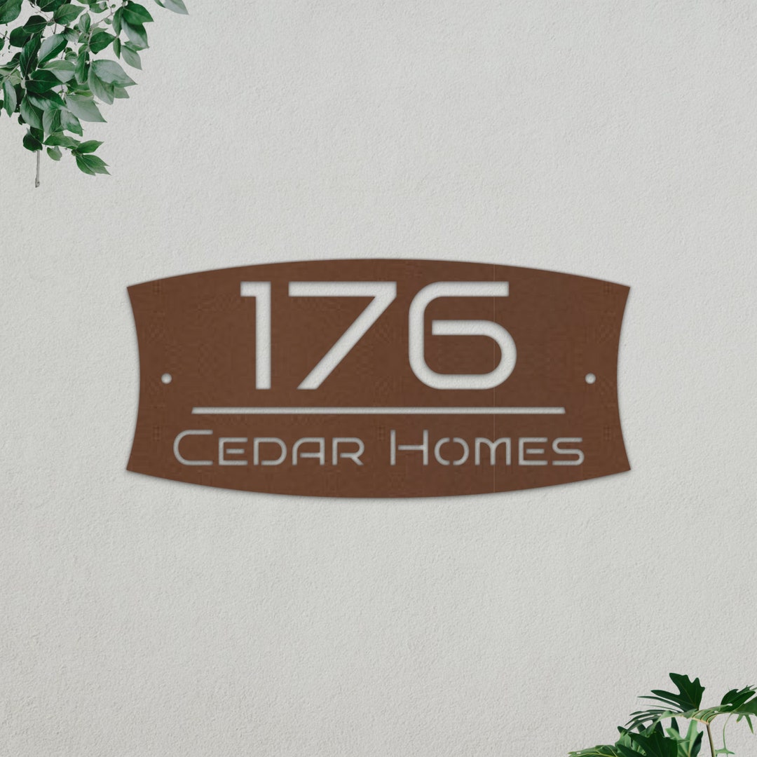Metal House Address Sign, Custom Modern House Number Plaque ...