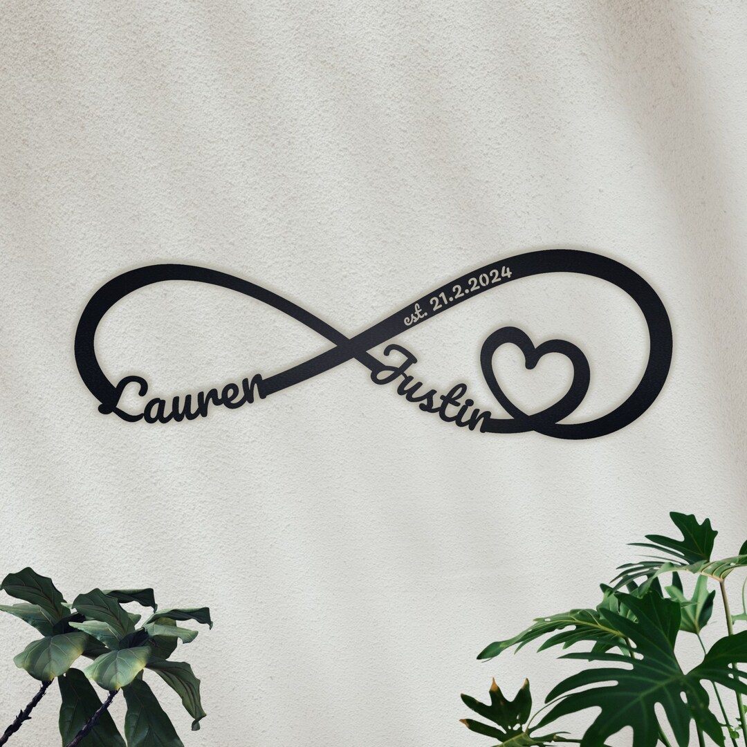 Personalized Infinity Metal Sign, Wedding Gift, Established Date - Etsy