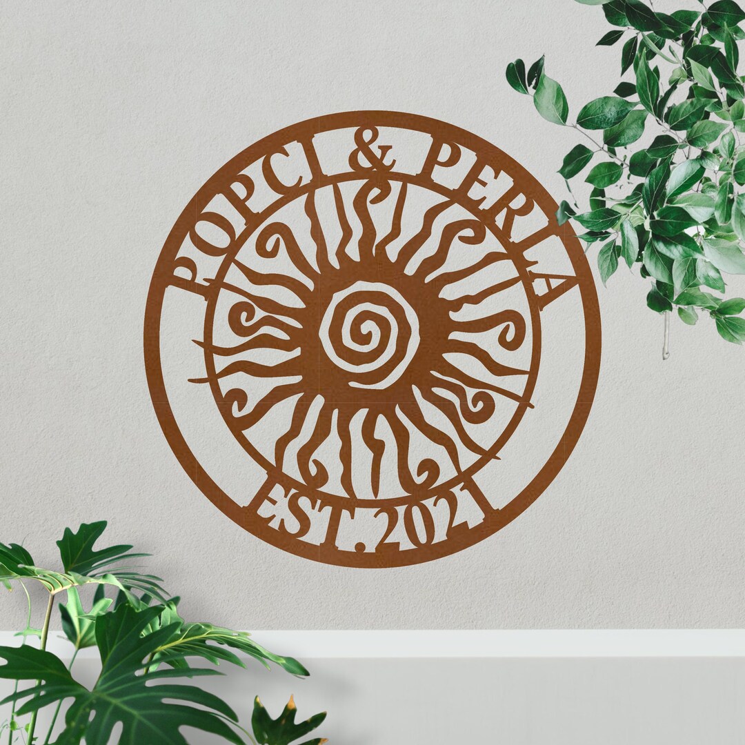 Personalized Wacky Sun Metal Wall Art, Custom Sun Metal Art, Name Sign ...