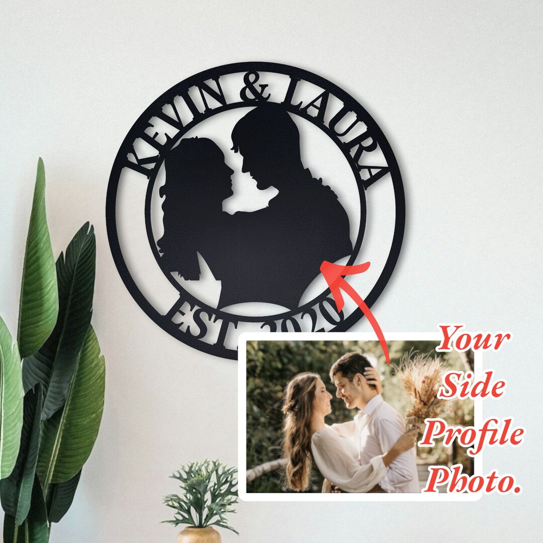 Custom Photo Metal Sign, Personalized Metal Wall Art for Couple, Est ...