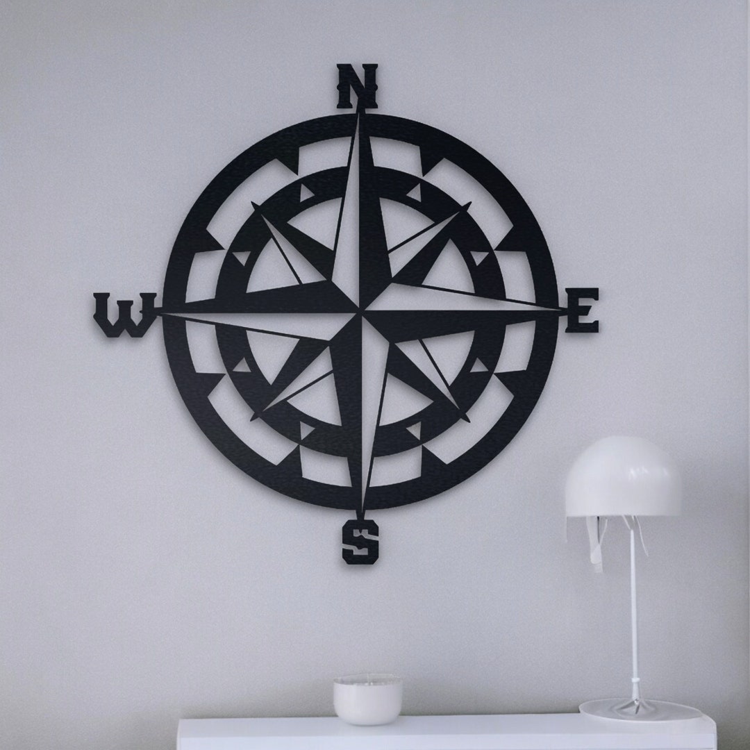Compass Metal Wall Art, Compass Metal Sign, Outdoor Metal Art, Compass ...
