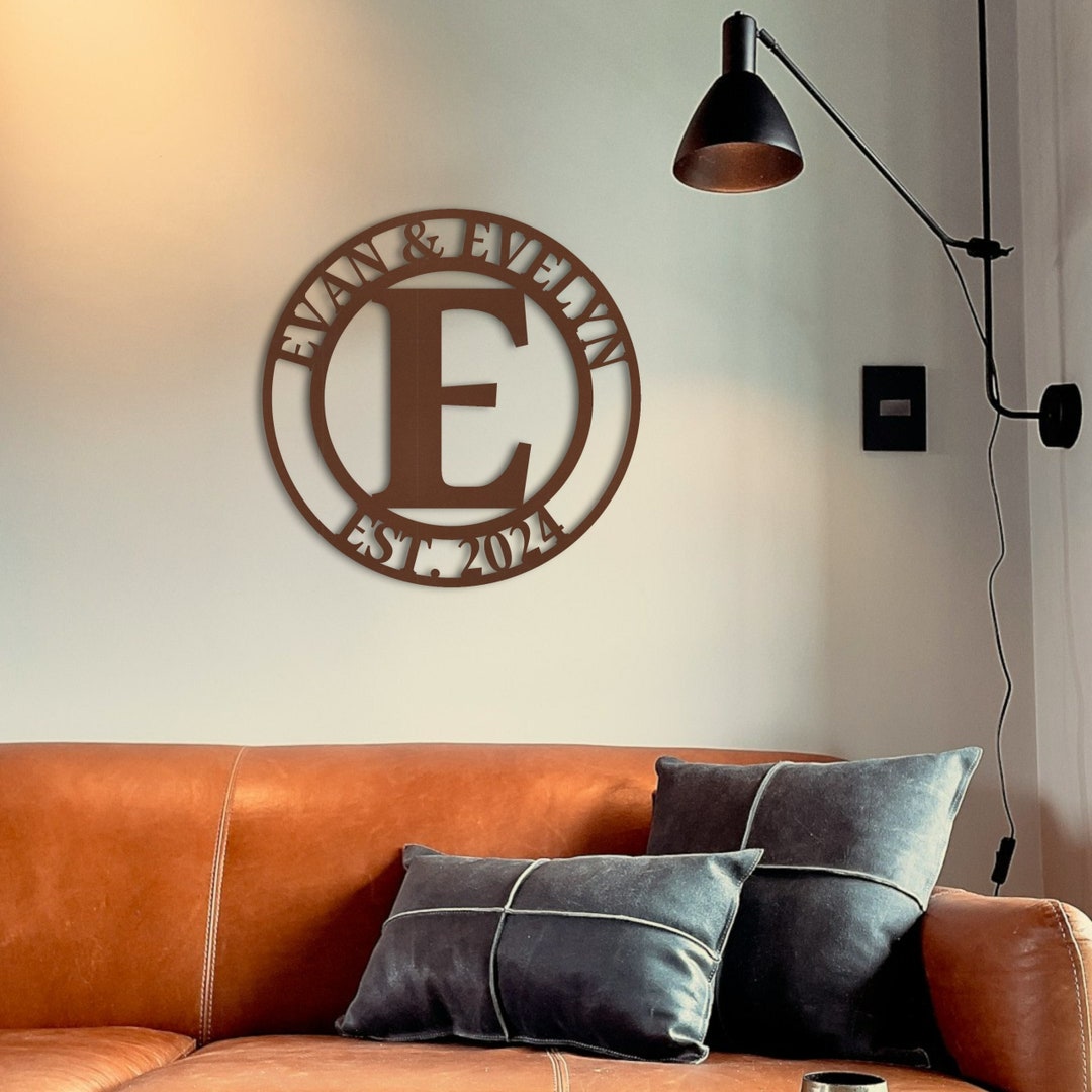 Personalized Metal Monogram Sign, Wedding Gift, Family Name Sign, Last ...