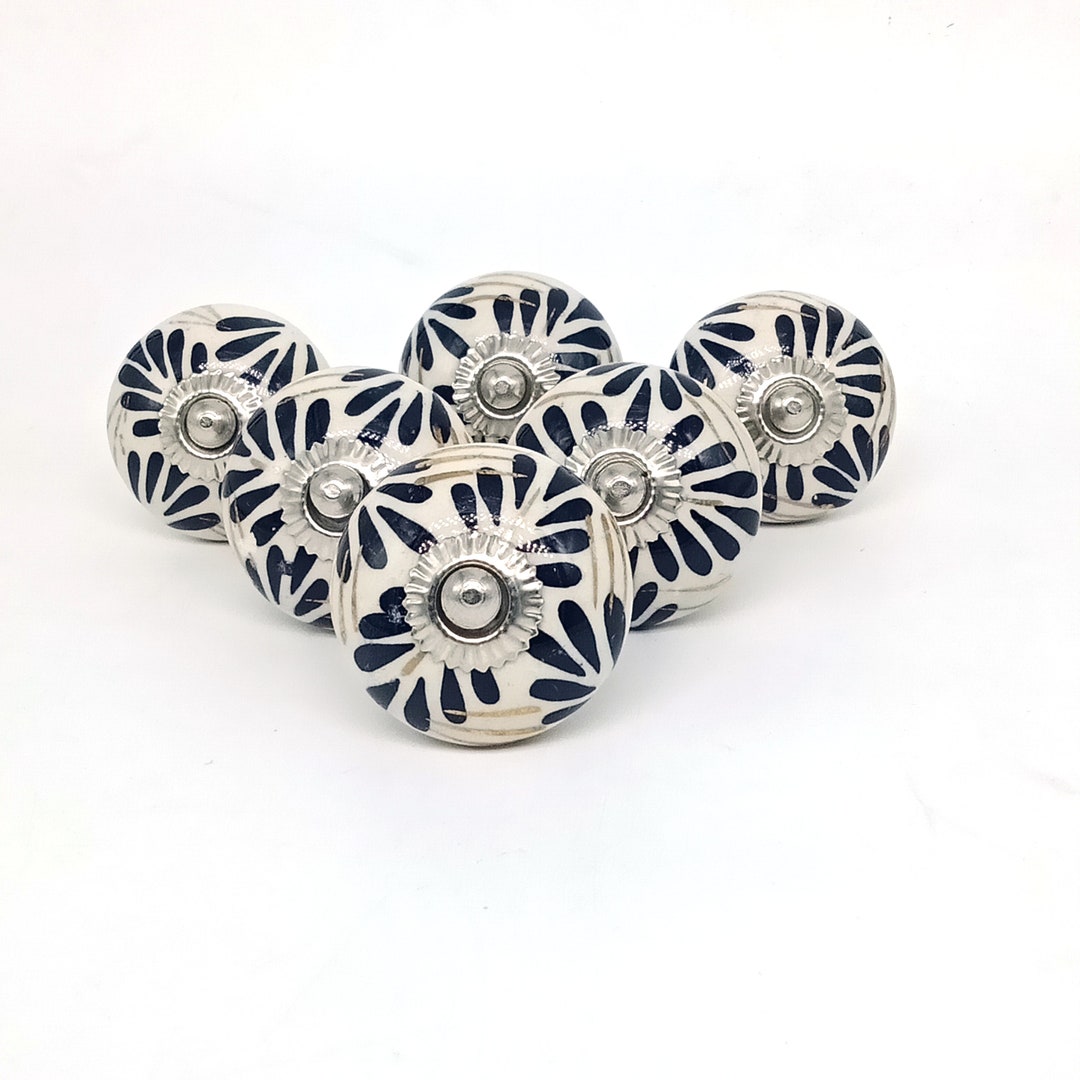 Black & Beige Color Golden Round Hand Painted Knobs/handmade Designer Ceramic Knobs/cupboard ...