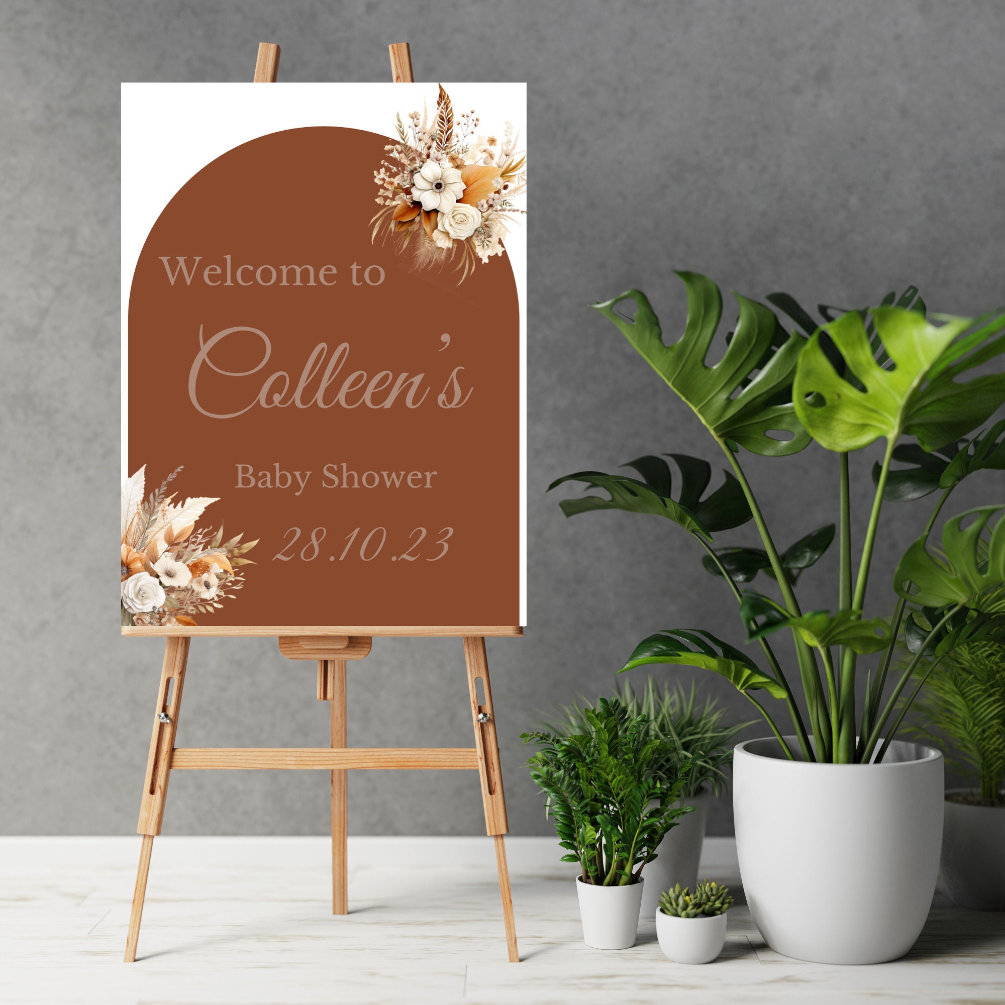 Editable Boho Terracotta Baby Shower Basic Bundle, Baby Shower Bundle ...