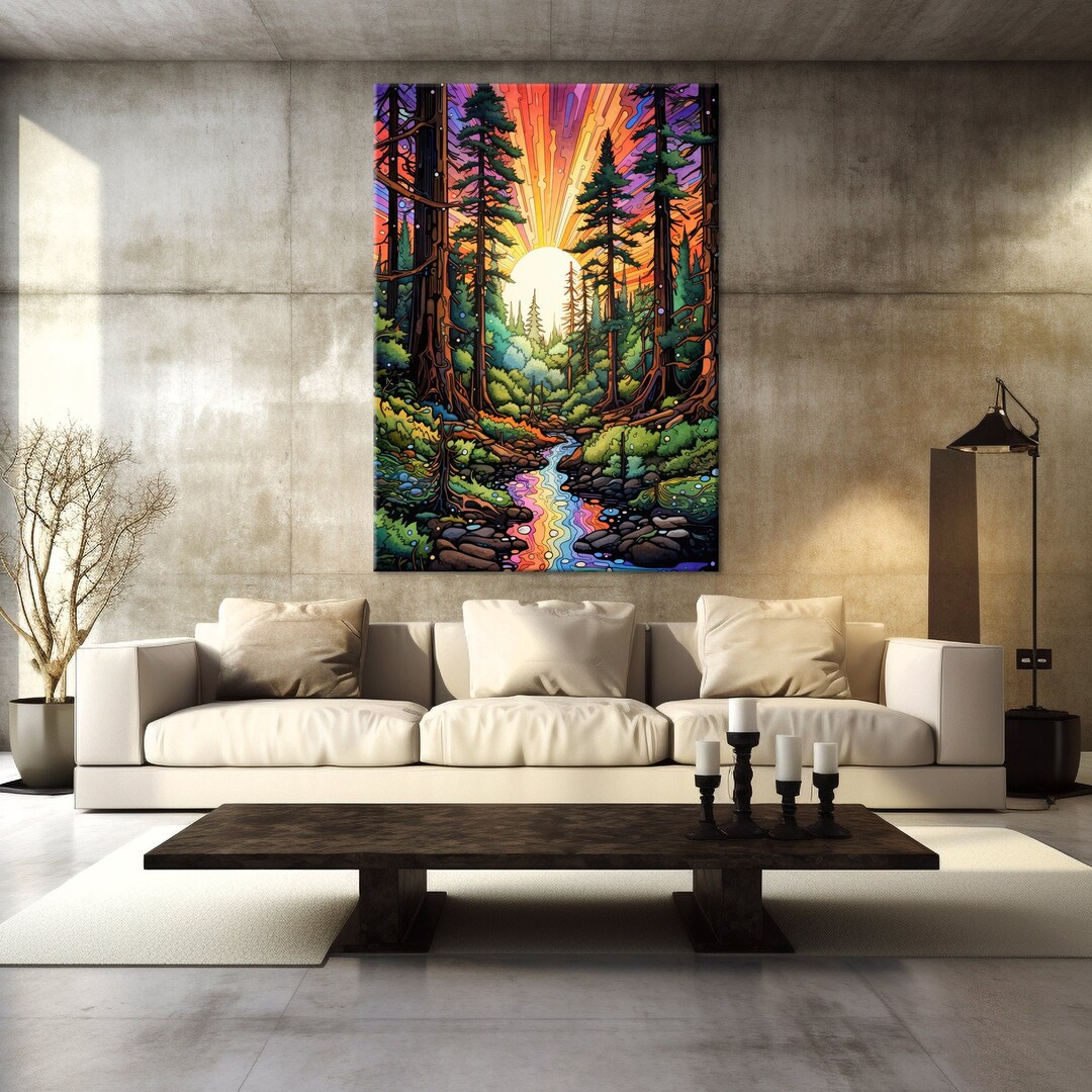 Redwood Forest Artwork Psychedelic Wall Art Trippy Wall - Etsy
